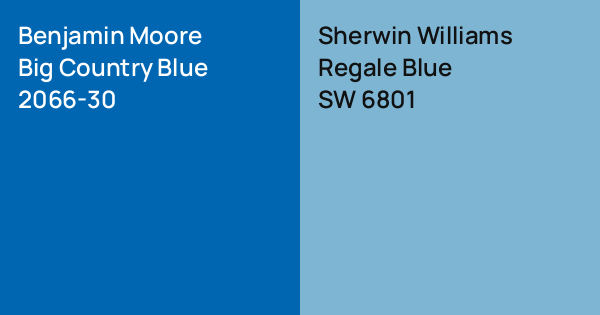 Benjamin Moore Big Country Blue vs. Sherwin Williams Regale Blue comparison