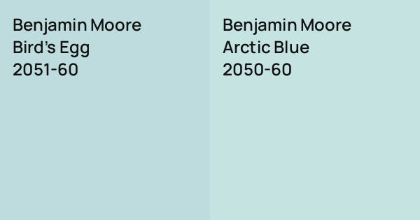 Benjamin Moore Bird's Egg vs. Benjamin Moore Arctic Blue comparison
