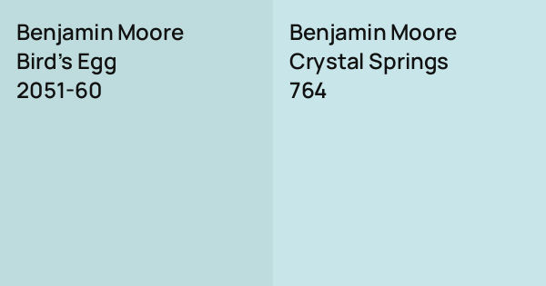 Benjamin Moore Bird's Egg vs. Benjamin Moore Crystal Springs comparison