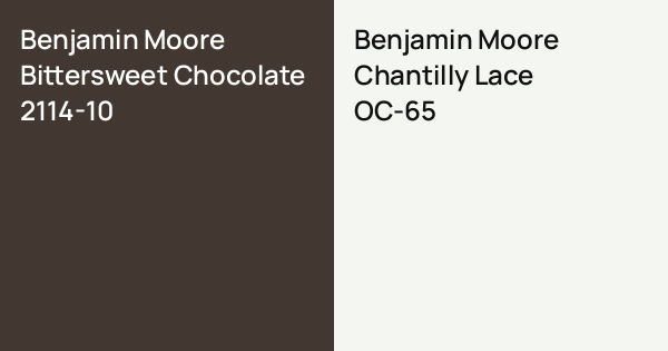 Benjamin Moore Bittersweet Chocolate vs. Benjamin Moore Chantilly Lace ...