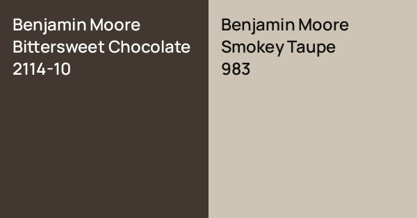 Benjamin Moore Bittersweet Chocolate vs. Benjamin Moore Smokey Taupe ...