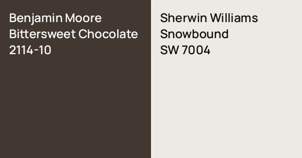 Benjamin Moore Bittersweet Chocolate vs. Sherwin Williams Snowbound ...
