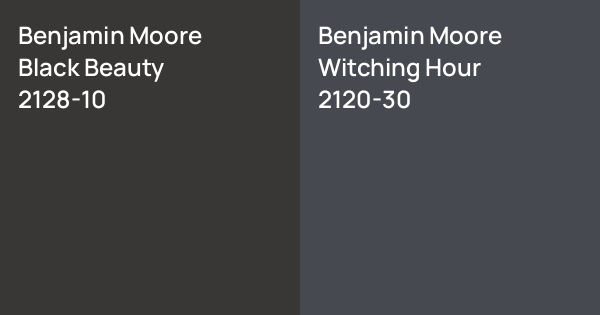 Benjamin Moore Black Beauty vs. Benjamin Moore Witching Hour comparison