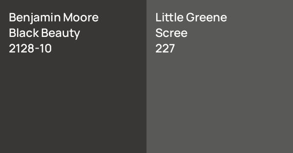 Benjamin Moore Black Beauty vs. Little Greene Scree comparison