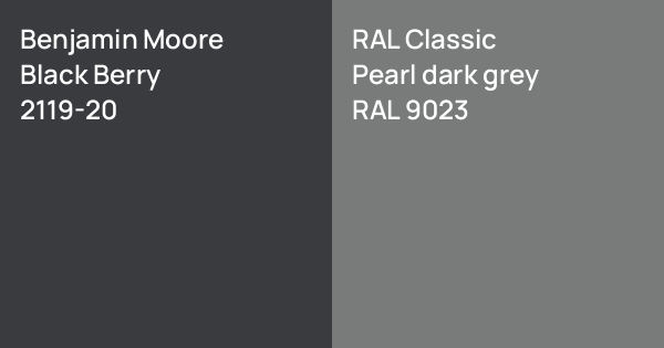 Benjamin Moore Black Berry vs. RAL Classic Pearl dark grey comparison