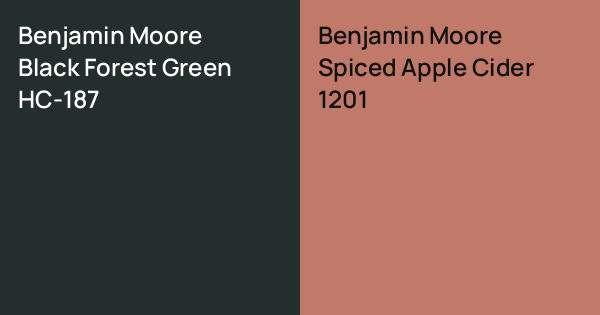 Benjamin Moore Black Forest Green vs. Benjamin Moore Spiced Apple Cider ...