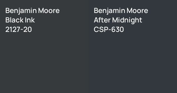 Benjamin Moore Black Ink vs. Benjamin Moore After Midnight comparison