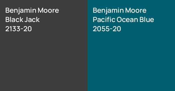Benjamin Moore Black Jack vs. Benjamin Moore Pacific Ocean Blue comparison
