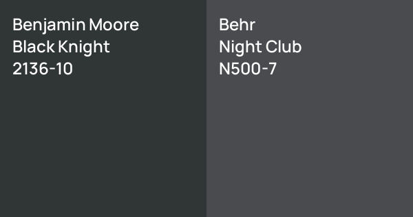 Benjamin Moore Black Knight vs. Behr Night Club comparison