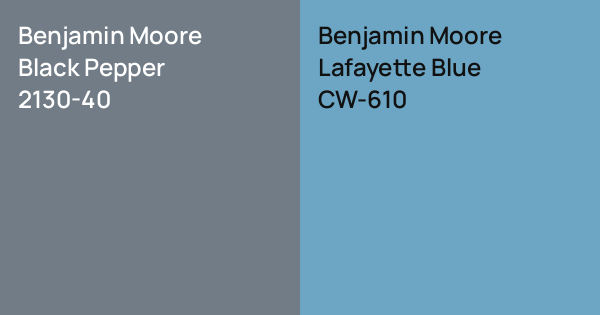 Benjamin Moore Black Pepper vs. Benjamin Moore Lafayette Blue comparison