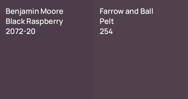 Benjamin Moore Black Raspberry vs. Farrow and Ball Pelt comparison