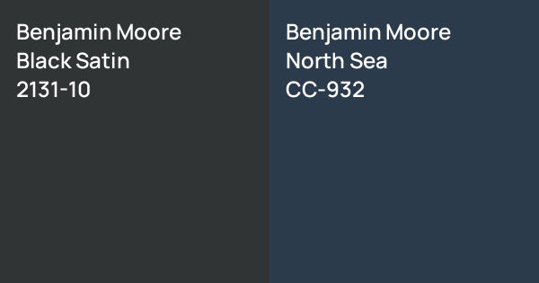 Benjamin Moore Black Satin vs. Benjamin Moore North Sea comparison