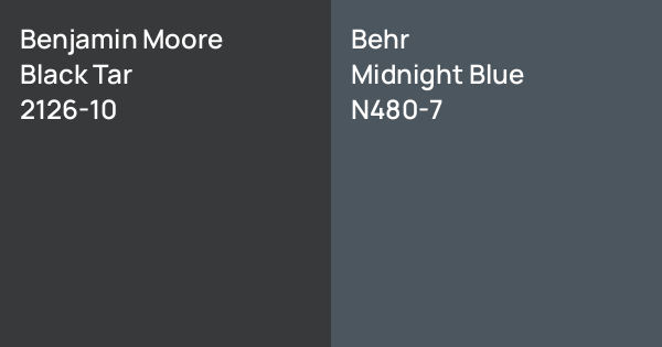 Benjamin Moore Black Tar vs. Behr Midnight Blue comparison