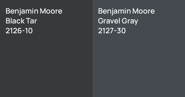 Benjamin Moore Black Tar vs. Benjamin Moore Gravel Gray comparison
