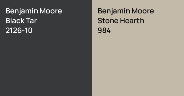 Benjamin Moore Black Tar vs. Benjamin Moore Stone Hearth comparison