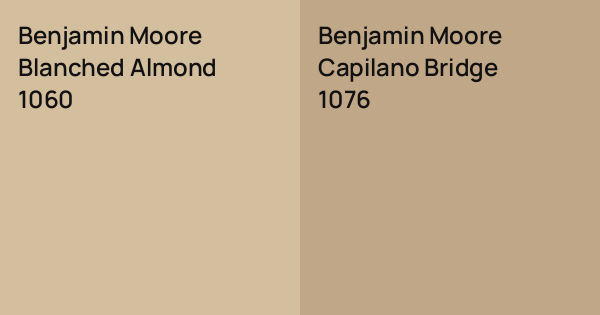 Benjamin Moore Blanched Almond vs. Benjamin Moore Capilano Bridge ...