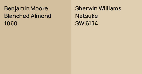 Benjamin Moore Blanched Almond vs. Sherwin Williams Netsuke comparison