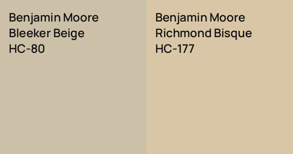 Benjamin Moore Bleeker Beige vs. Benjamin Moore Richmond Bisque comparison