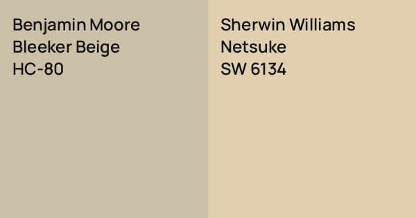 Benjamin Moore Bleeker Beige vs. Sherwin Williams Netsuke comparison