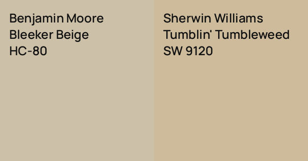 Benjamin Moore Bleeker Beige vs. Sherwin Williams Tumblin' Tumbleweed ...
