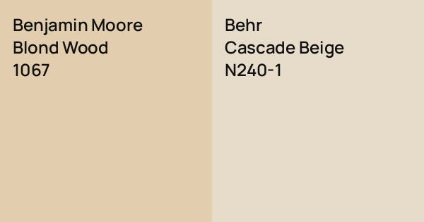 Benjamin Moore Blond Wood vs. Behr Cascade Beige comparison