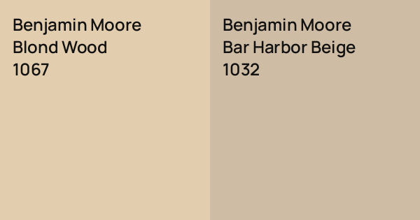 Benjamin Moore Blond Wood vs. Benjamin Moore Bar Harbor Beige comparison