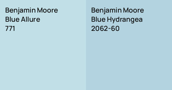 Benjamin Moore Blue Allure vs. Benjamin Moore Blue Hydrangea comparison
