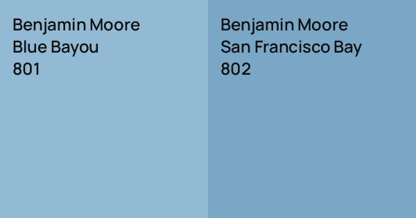 Benjamin Moore Blue Bayou vs. Benjamin Moore San Francisco Bay comparison