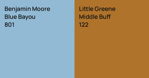 Benjamin Moore Blue Bayou vs. Little Greene Middle Buff comparison