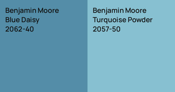 Benjamin Moore Blue Daisy vs. Benjamin Moore Turquoise Powder comparison
