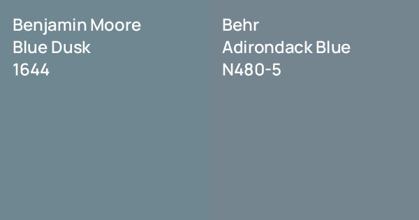 Benjamin Moore Blue Dusk vs. Behr Adirondack Blue comparison