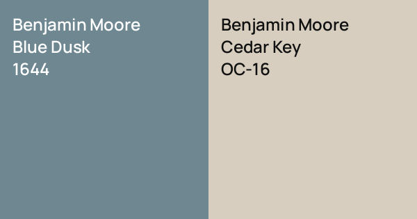 Benjamin Moore Blue Dusk vs. Benjamin Moore Cedar Key comparison