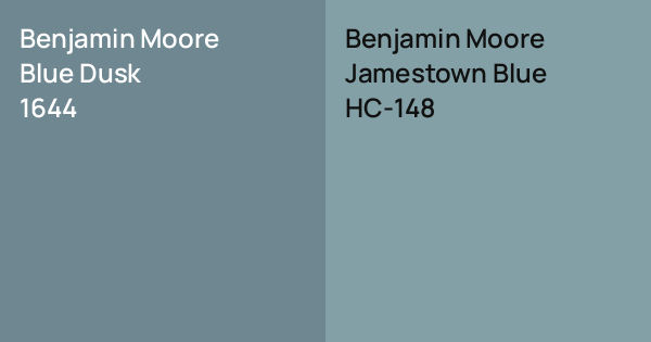 Benjamin Moore Blue Dusk vs. Benjamin Moore Jamestown Blue comparison