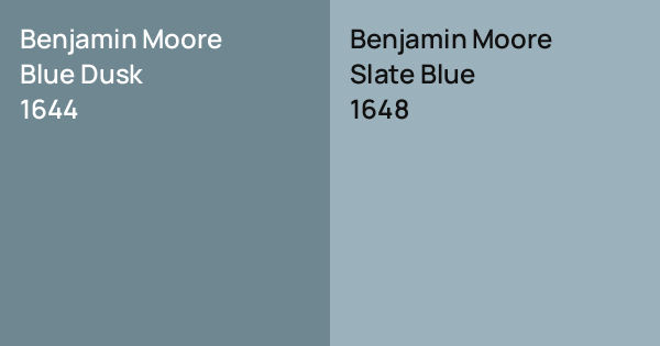 Benjamin Moore Blue Dusk vs. Benjamin Moore Slate Blue comparison