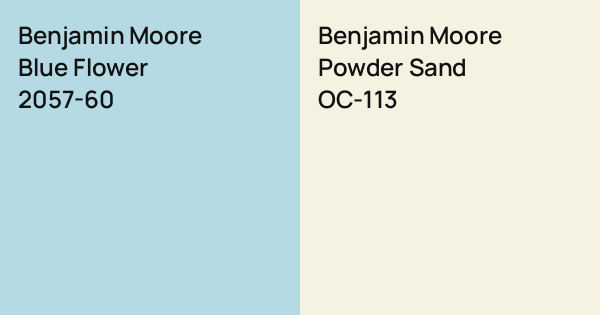 Benjamin Moore Blue Flower vs. Benjamin Moore Powder Sand comparison