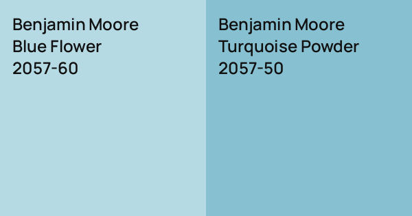 Benjamin Moore Blue Flower vs. Benjamin Moore Turquoise Powder comparison