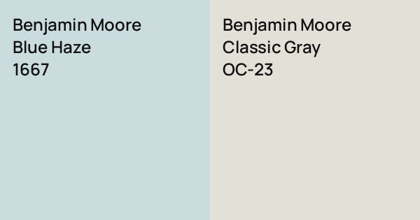 Benjamin Moore Blue Haze vs. Benjamin Moore Classic Gray comparison