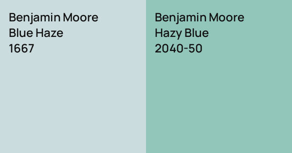 Benjamin Moore Blue Haze vs. Benjamin Moore Hazy Blue comparison