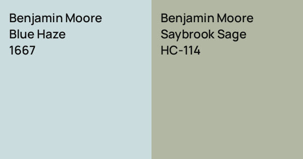 Benjamin Moore Blue Haze vs. Benjamin Moore Saybrook Sage comparison