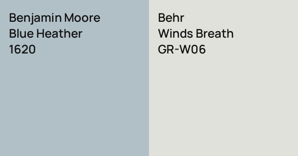Benjamin Moore Blue Heather vs. Behr Winds Breath comparison