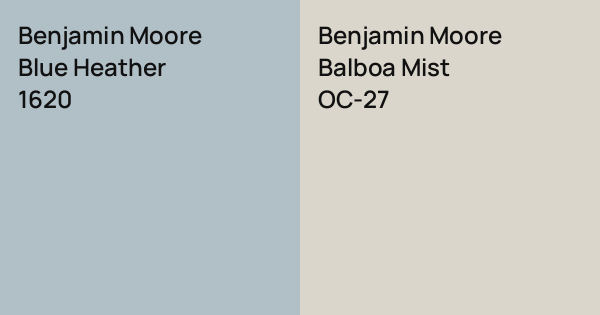 Benjamin Moore Blue Heather vs. Benjamin Moore Balboa Mist comparison