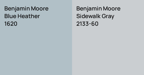 Benjamin Moore Blue Heather vs. Benjamin Moore Sidewalk Gray comparison
