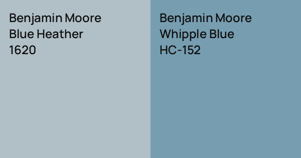 Benjamin Moore Blue Heather vs. Benjamin Moore Whipple Blue comparison