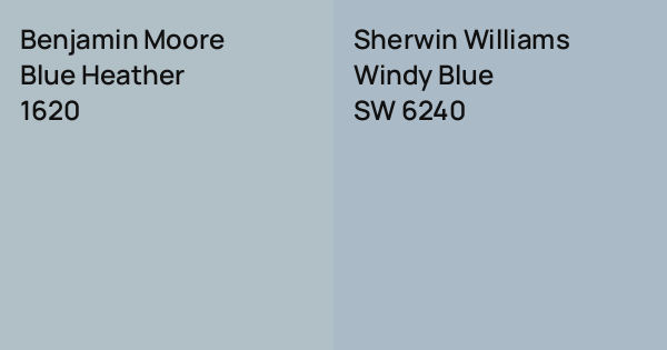 Benjamin Moore Blue Heather vs. Sherwin Williams Windy Blue comparison