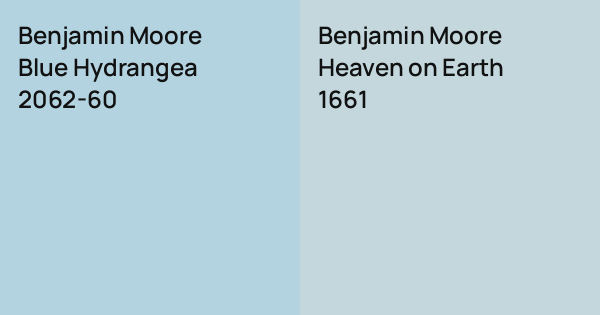 Benjamin Moore Blue Hydrangea vs. Benjamin Moore Heaven on Earth comparison
