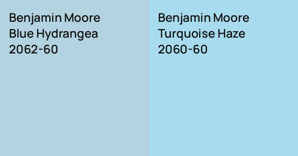 Benjamin Moore Blue Hydrangea vs. Benjamin Moore Turquoise Haze comparison