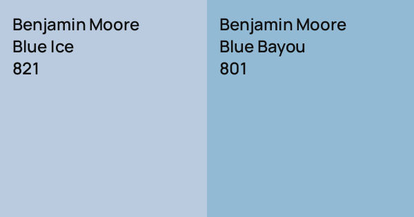 Benjamin Moore Blue Ice vs. Benjamin Moore Blue Bayou comparison
