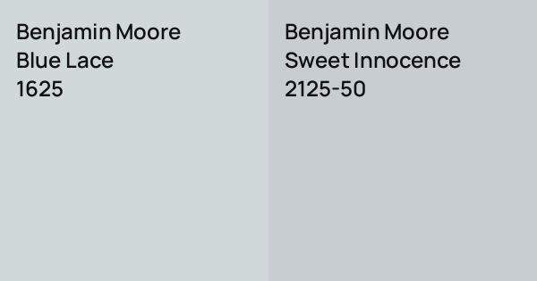 Benjamin Moore Blue Lace vs. Benjamin Moore Sweet Innocence comparison