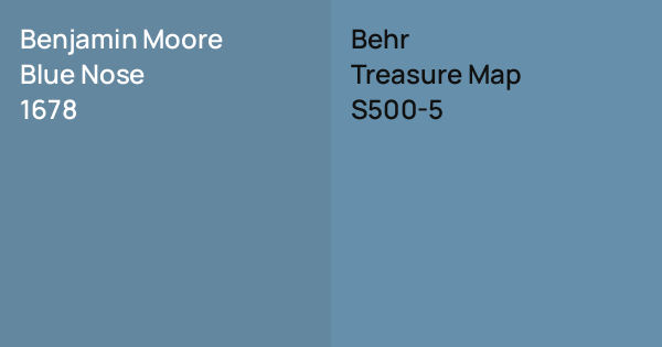 Benjamin Moore Blue Nose vs. Behr Treasure Map comparison