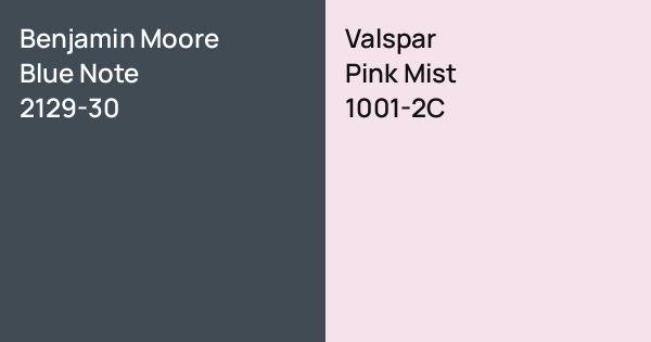 Benjamin Moore Blue Note vs. Valspar Pink Mist comparison